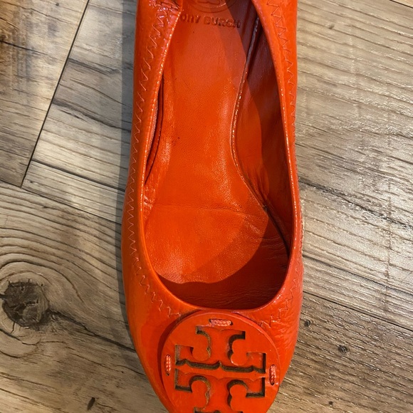 Tory Burch | Shoes | Tory Burch Orange Leather Ballet Flats | Poshmark